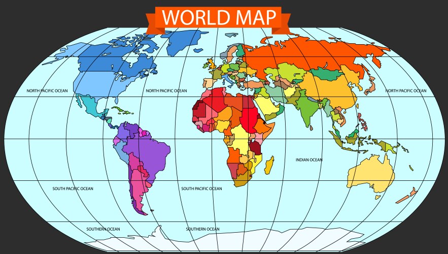 World map with climate zones equator and tropic Vector Image
