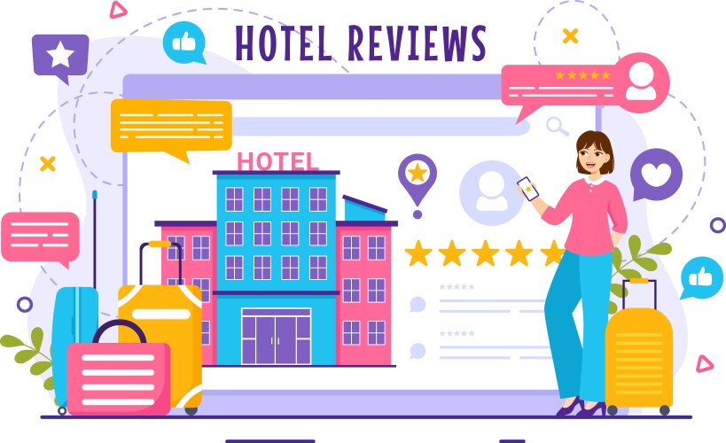 Hotel review with rating service user Royalty Free Vector