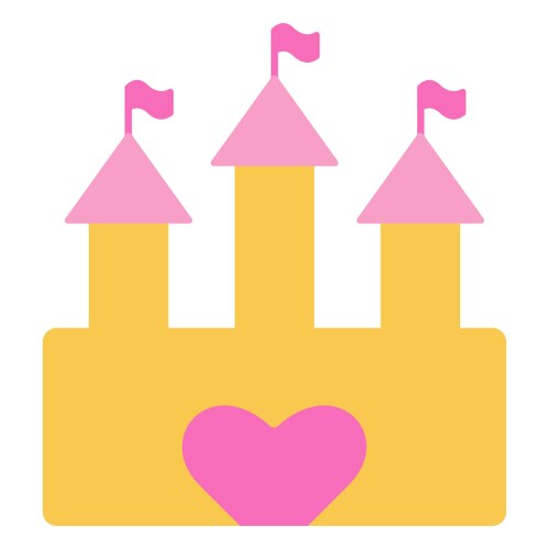 Pink princess cartoon castle isolated on white Vector Image