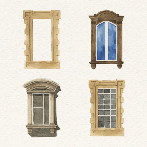 Cartoon wooden old window home interior Royalty Free Vector