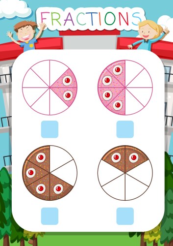 Math fraction education worksheet Royalty Free Vector Image