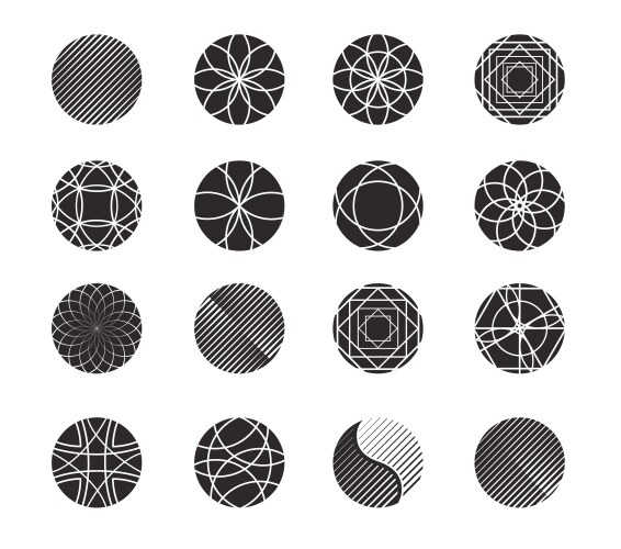 Geometric shapes outline set Royalty Free Vector Image