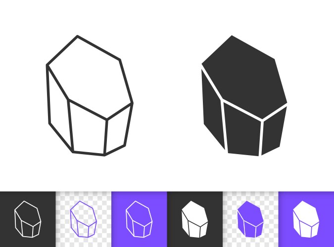 Crystal simple black line icons set Royalty Free Vector