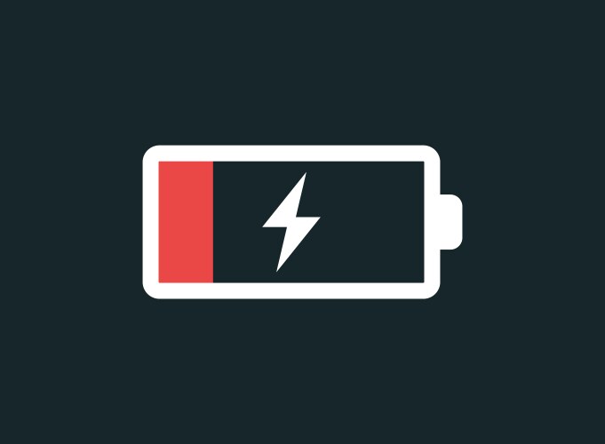 Low battery icon in flat style charging Royalty Free Vector