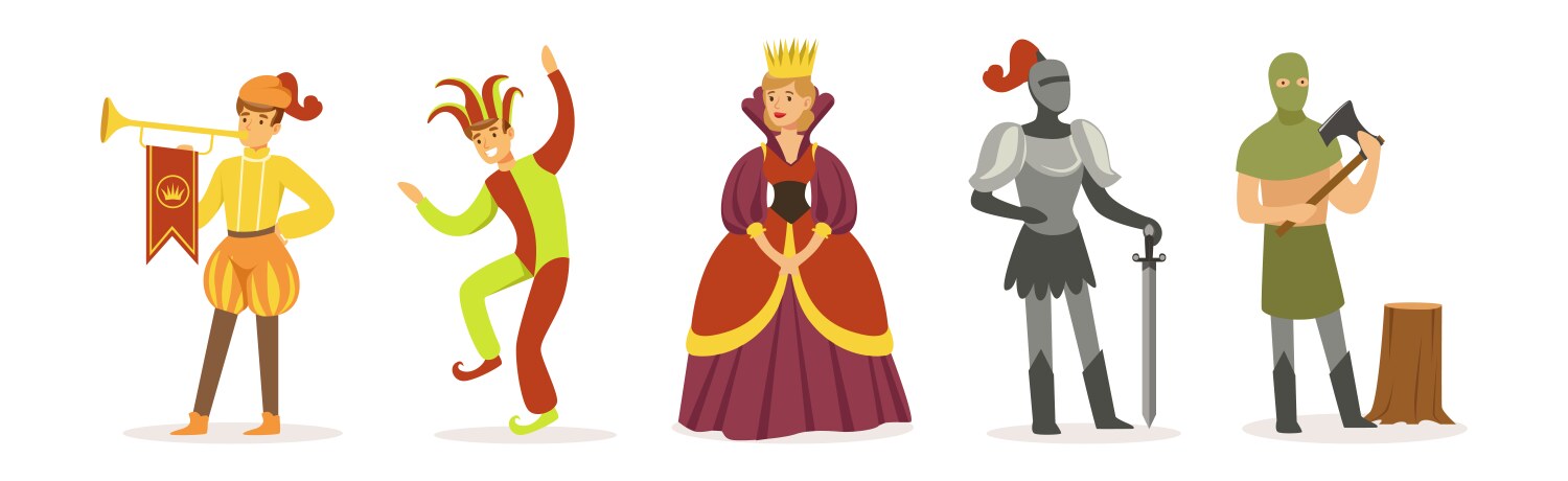Medieval people characters from european historic Vector Image