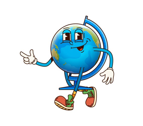 Cute earth character waving hand cartoon mascot Vector Image