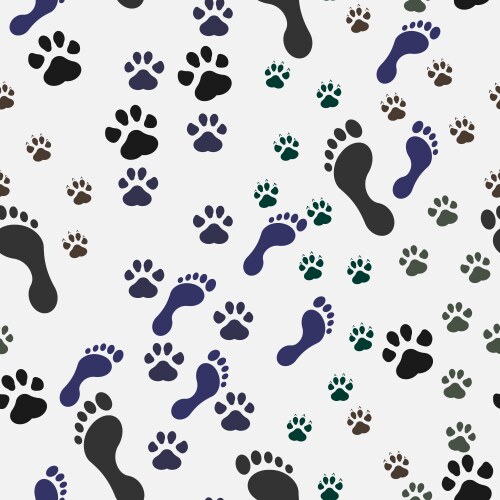 Animal paw steps seamless pattern pet Royalty Free Vector