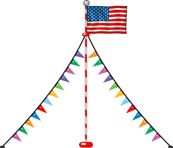 American flag on metal pole Royalty Free Vector Image