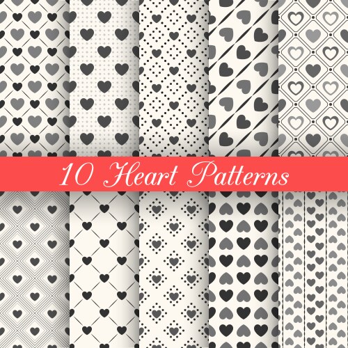 Heart shape seamless pattern black and white Vector Image