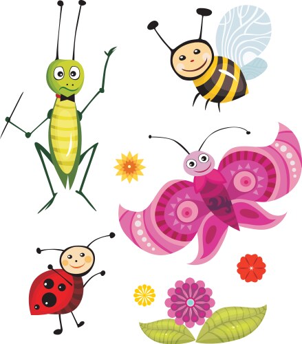 Cartoon insect collection set Royalty Free Vector Image