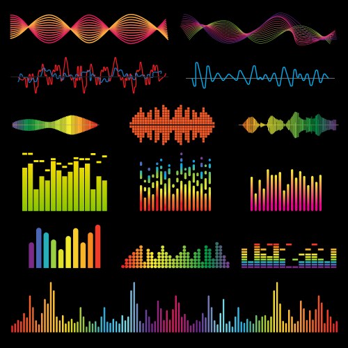 Audio waveform signals wave song equalizer Vector Image