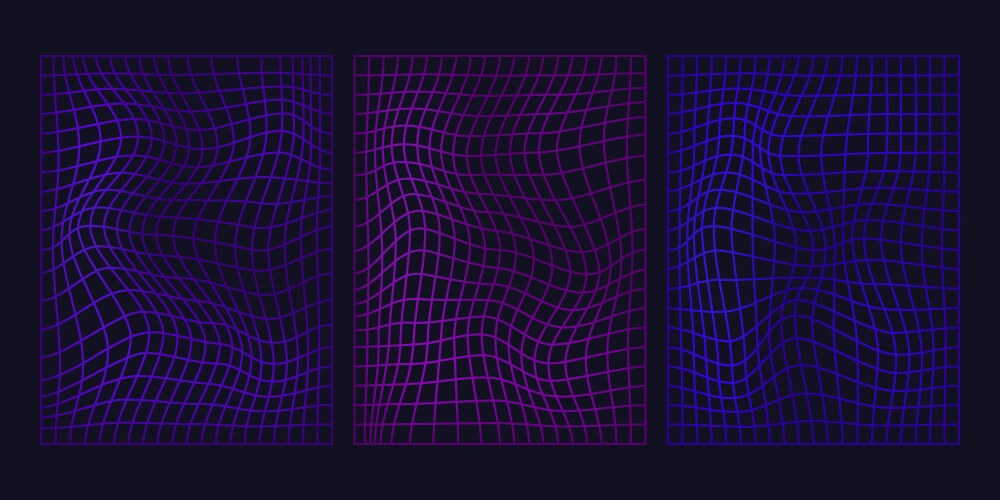 Grids distorted wireframes for poster design Vector Image