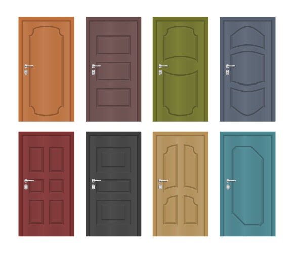 Wooden doors set on transparent background Vector Image