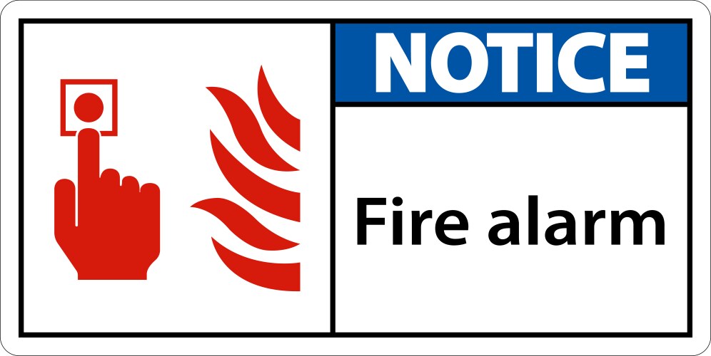 Warning fire alarm sign on white background Vector Image