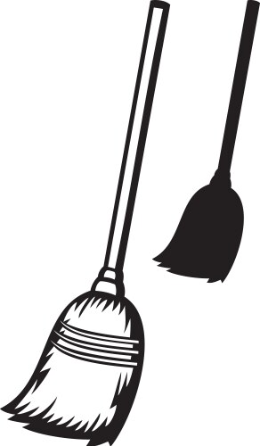 Big yellow broom sweep dust Royalty Free Vector Image