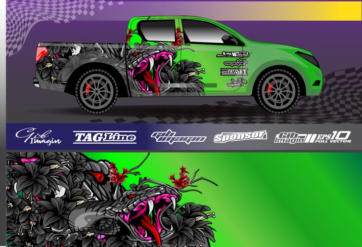Racing car wrap design vehicle sticker Royalty Free Vector