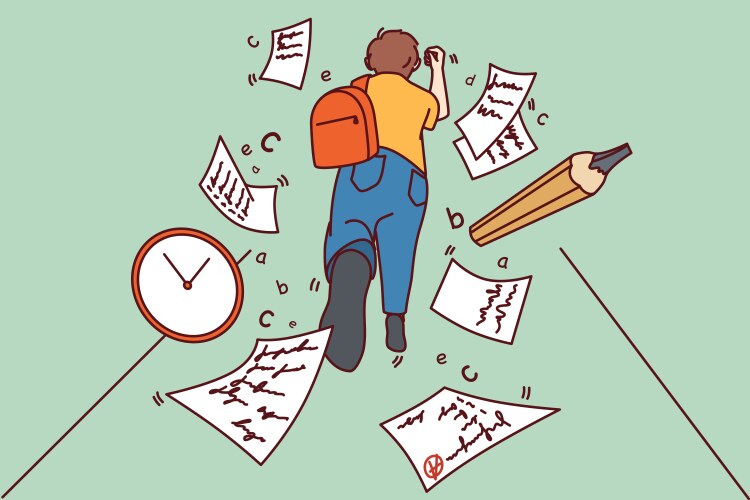 Funny student being late for school Royalty Free Vector