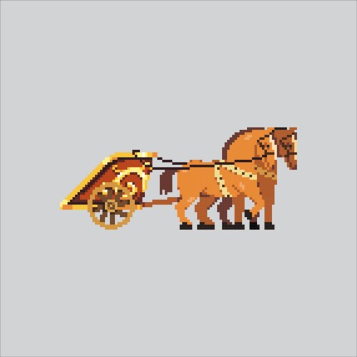 Pixel art roman chariot cavalry gladiator icon ill
