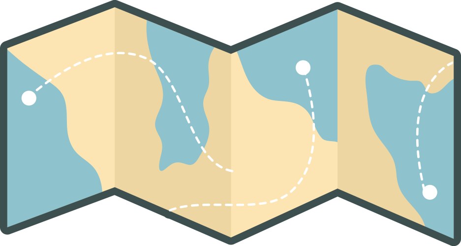 Fold map with locations pins Royalty Free Vector Image