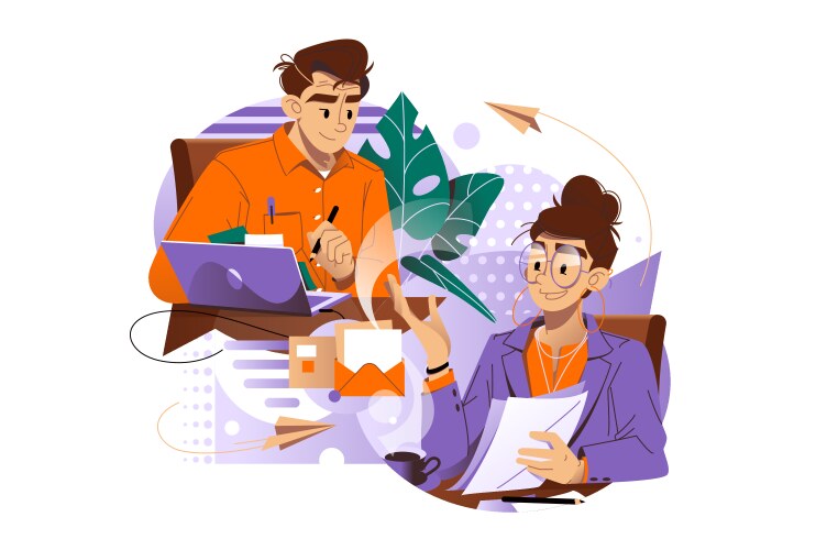 Conversation between two people cartoon Royalty Free Vector
