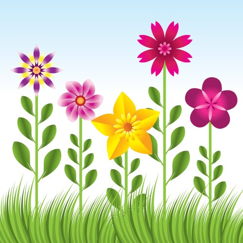 Background scene with flowers in garden Royalty Free Vector