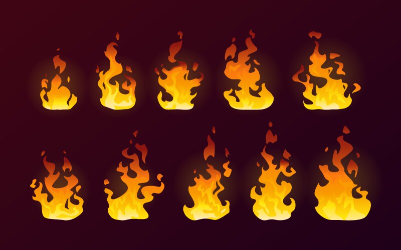 Cartoon fire frames and bonfire blazing borders Vector Image
