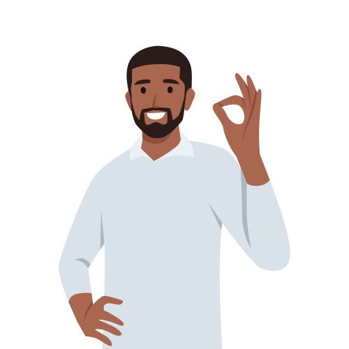 Young man approved gesture ok sign with smiling Vector Image