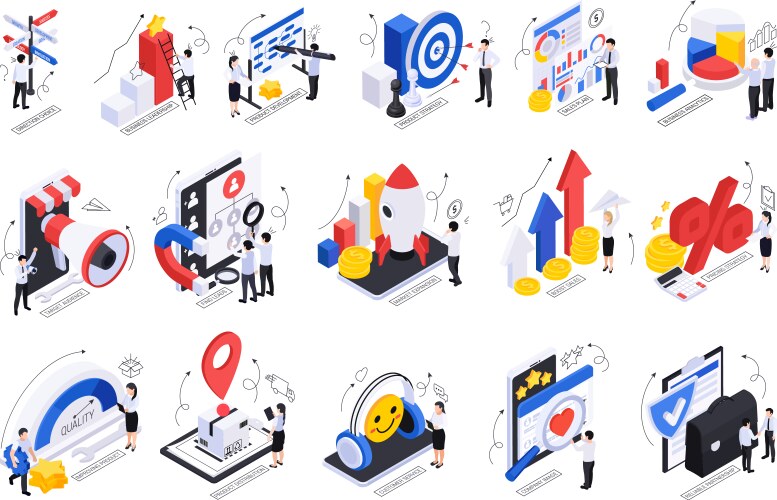 Business growth strategy flowchart Royalty Free Vector Image