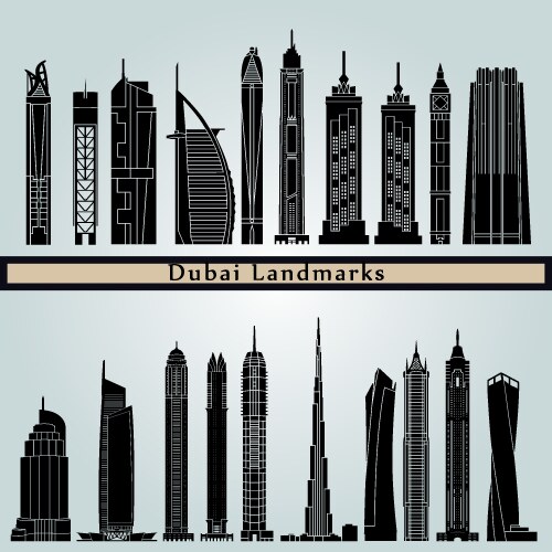 Dubai skyline panoramic view Royalty Free Vector Image