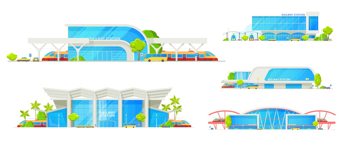 Colorful sketch top view of railway station Vector Image