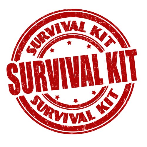 Survival kit label or sticker Royalty Free Vector Image