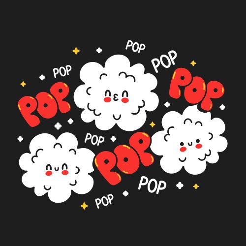 Cute happy funny popcorn logo template design Vector Image