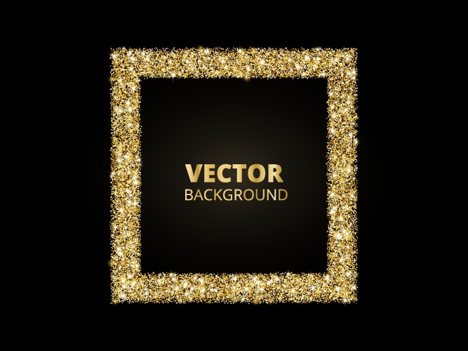 Black and gold background with glitter frame Vector Image