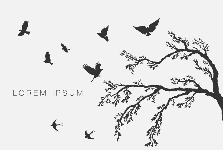 Birds on branch Royalty Free Vector Image - VectorStock