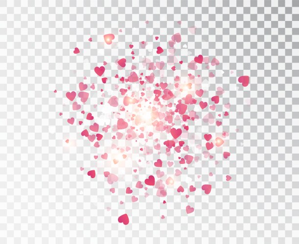 Heart confetti falling on transparent background Vector Image