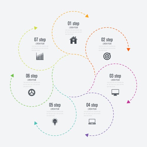 Infographics template 7 options Royalty Free Vector Image