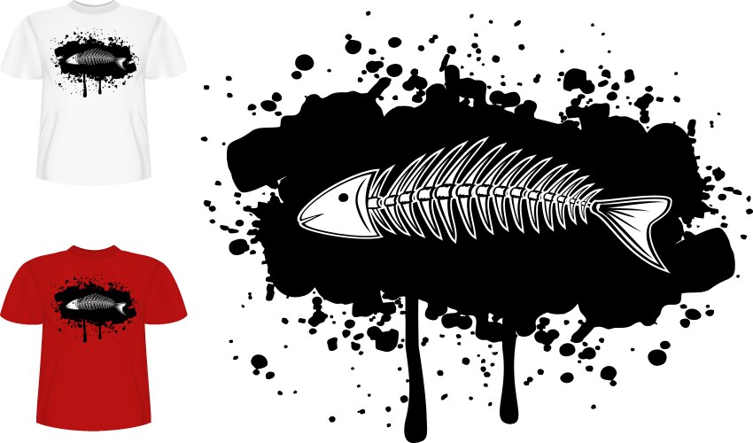 Knitted pattern with fish skeleton Royalty Free Vector Image