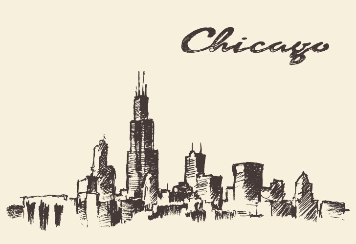 Chicago illinois skyline Royalty Free Vector Image