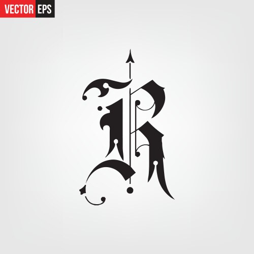Letter r in gothic style alphabet the symbol Vector Image