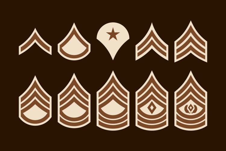 Military ranks stripes and chevrons set army Vector Image