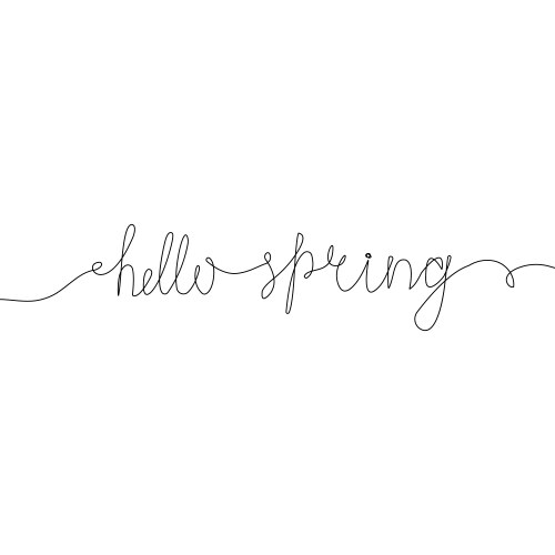 One line drawing typography quote hello spring Vector Image