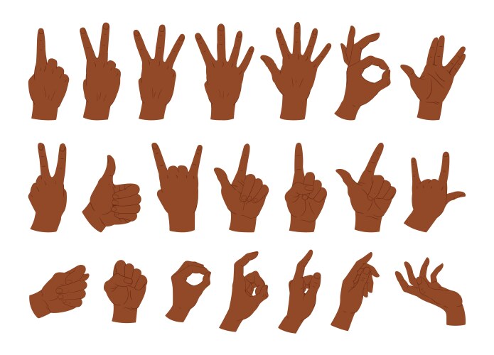 Human hands gestures cartoon hand positions Vector Image
