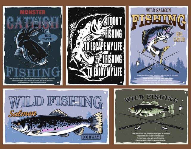 Cat fish poster flyer Royalty Free Vector Image