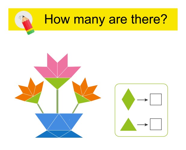 Math activity for kids how many geometric shapes Vector Image