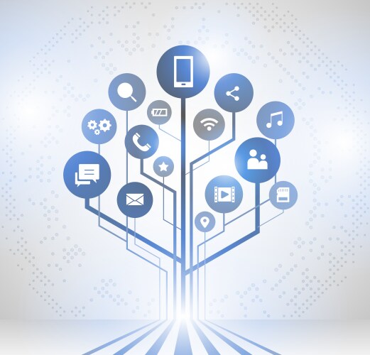 Abstract technology background with icons Vector Image