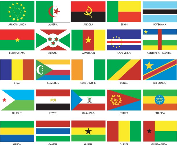 Africa flags set Royalty Free Vector Image - VectorStock