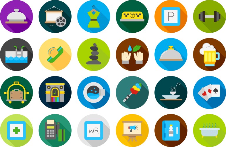 Entertainment flat icons on white background Vector Image