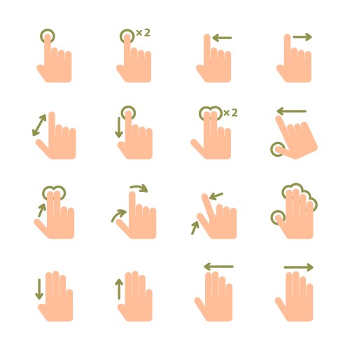 Set hands in different gestures hand signal Vector Image