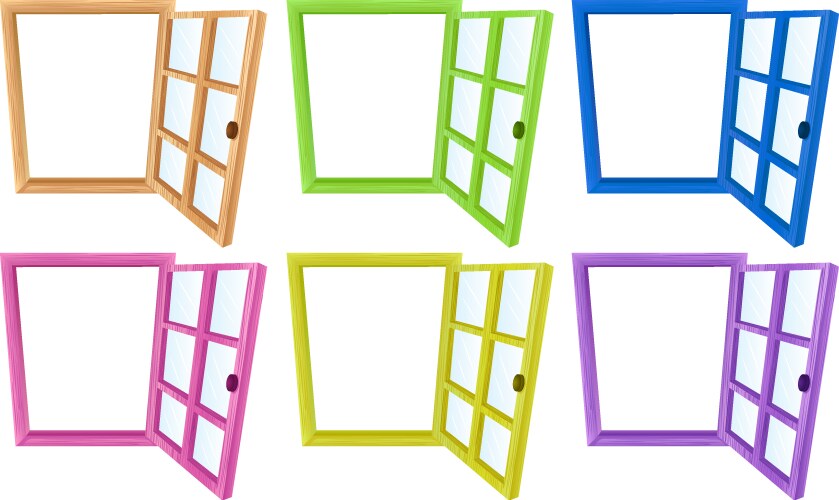 Cartoon wooden colorful window Royalty Free Vector Image