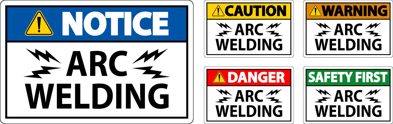 Caution sign arc welding on white background Vector Image